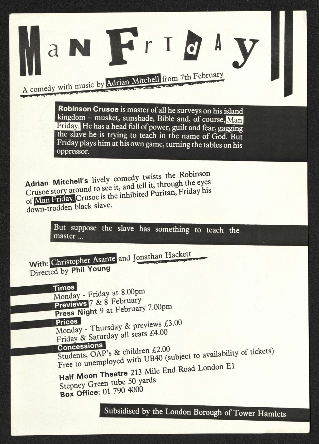 Man Friday (1983) : Stages of Half Moon